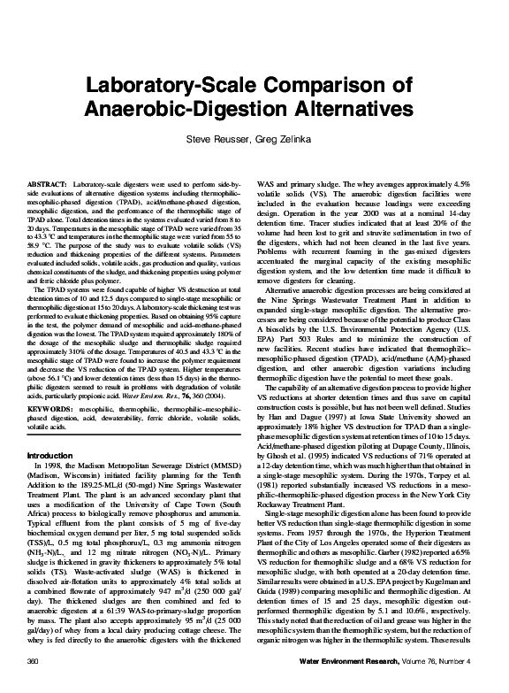 (PDF) Laboratory-Scale Comparison of Anaerobic-Digestion Alternatives