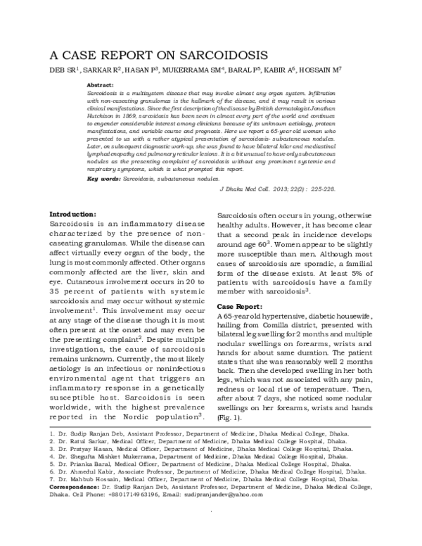 Pdf A Case Report On Sarcoidosis