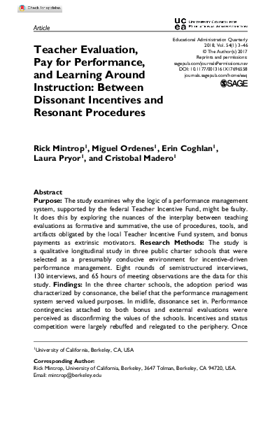 (PDF) Teacher Evaluation, Pay for Performance, and Learning Around ... (PDF) Teacher Evaluation, Pay for Performance, and Learning Around ...