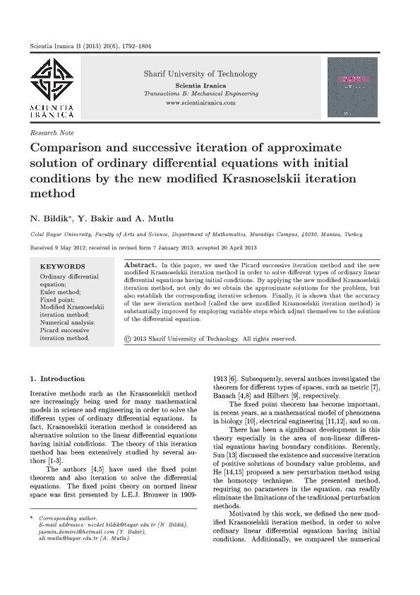 (PDF) Comparison and successive iteration of approximate solution of ordinary differential ...