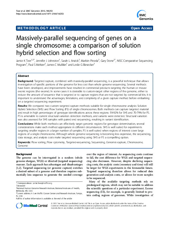 (PDF) Massively-parallel sequencing of genes on a single chromosome: a ...