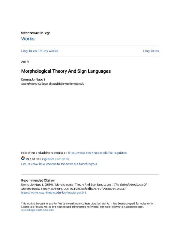 (PDF) Morphological Theory and Sign Languages