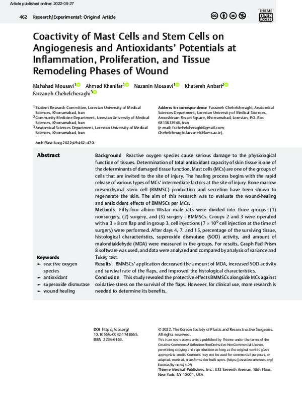 (PDF) Coactivity of Mast Cells and Stem Cells on Angiogenesis and Antioxidants' Potentials at ...