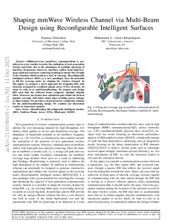 (PDF) Shaping mmWave Wireless Channel via Multi-Beam Design using ...
