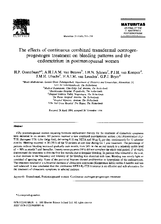 (PDF) The effects of continuous combined transdermal oestrogen ...