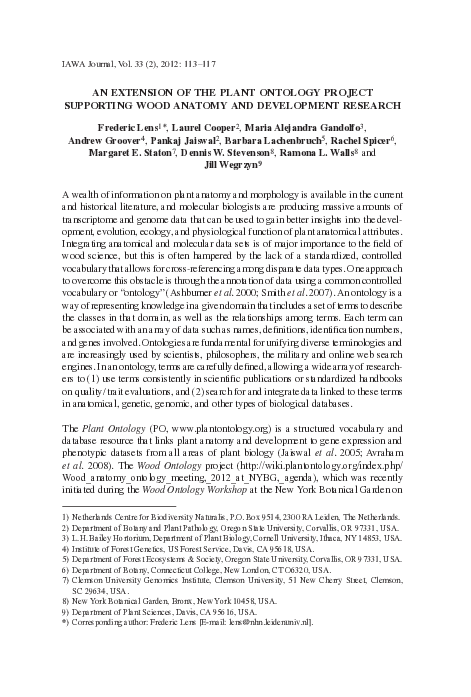 (PDF) An extension of the Plant Ontology project supporting wood ...