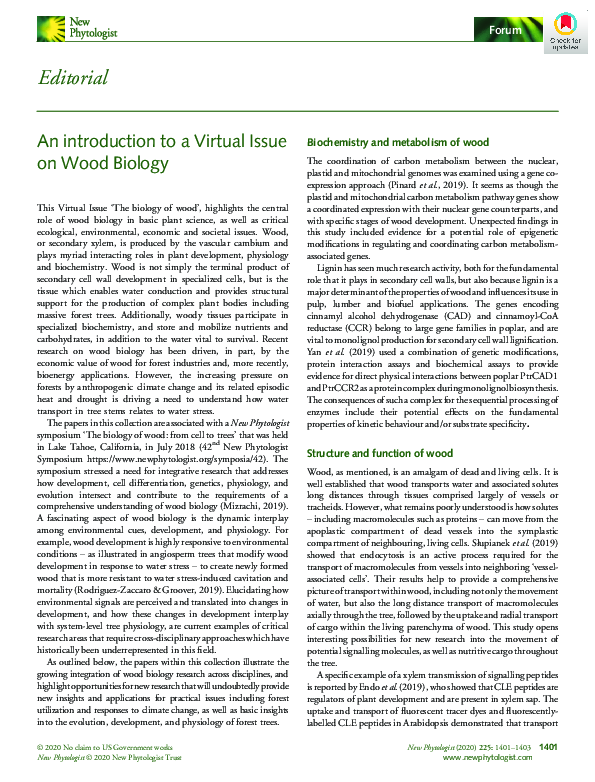 (PDF) An introduction to a Virtual Issue on Wood Biology | Andrew ...