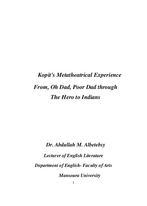 (PDF) Kopit's Metatheatrical Experience From, Oh Dad, Poor Dad through ...