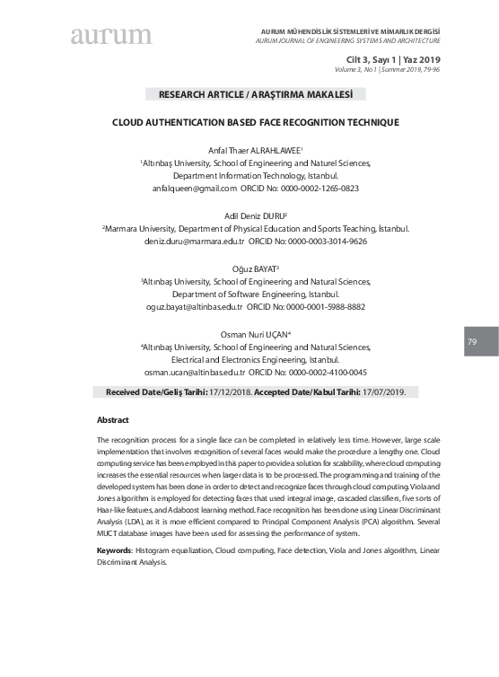 (PDF) Cloud Authentication Based Face Recognition Technique (PDF) Cloud Authentication Based Face Recognition Technique
