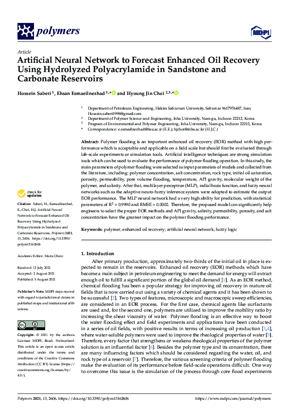 (PDF) Artificial Neural Network to Forecast Enhanced Oil Recovery Using ...