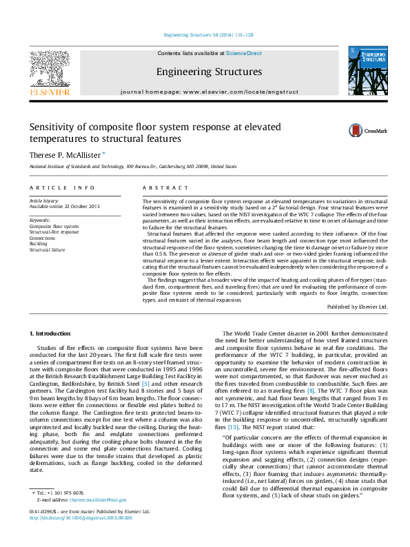 (PDF) Sensitivity of composite floor system response at elevated ... (PDF) Sensitivity of composite floor system response at elevated ...