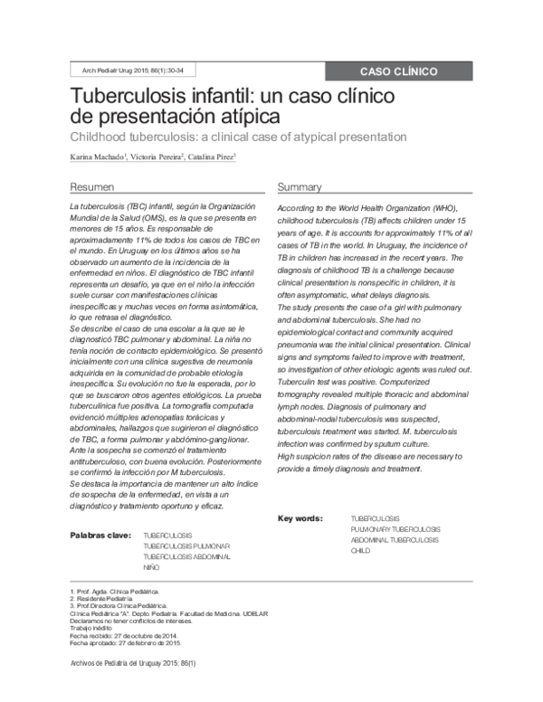 (PDF) Childhood tuberculosis: a clinical case of atypical presentation