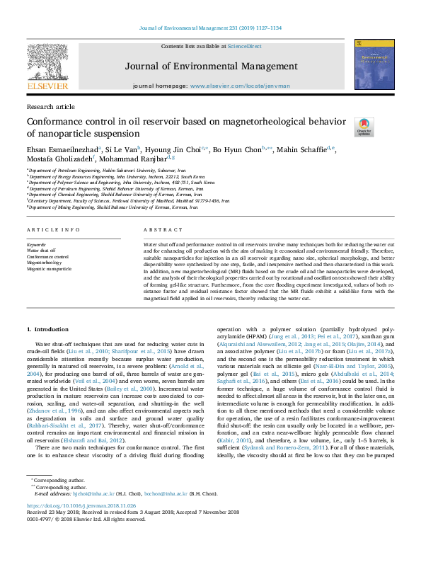 (PDF) Conformance control in oil reservoir based on magnetorheological ...