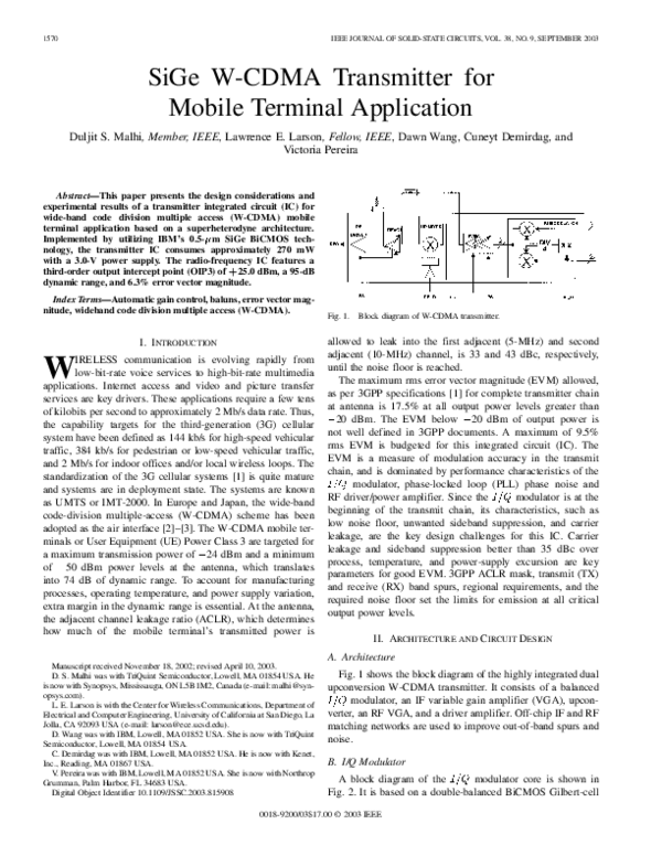 Pdf Sige W Cdma Transmitter For Mobile Terminal Application 