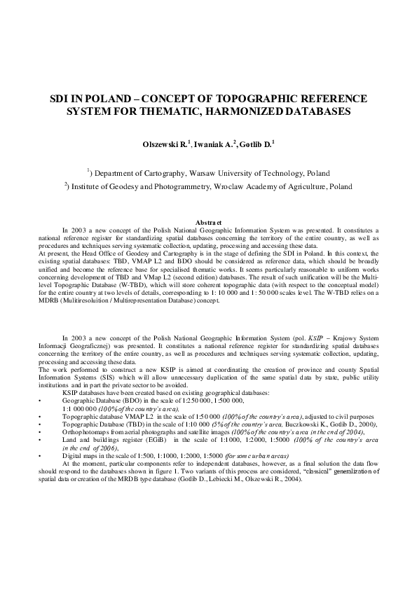 (PDF) SDI in Poland–concept of topographic reference system for ...