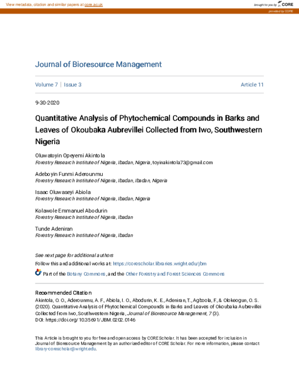 (PDF) Quantitative Analysis of Phytochemical Compounds in Barks and ...