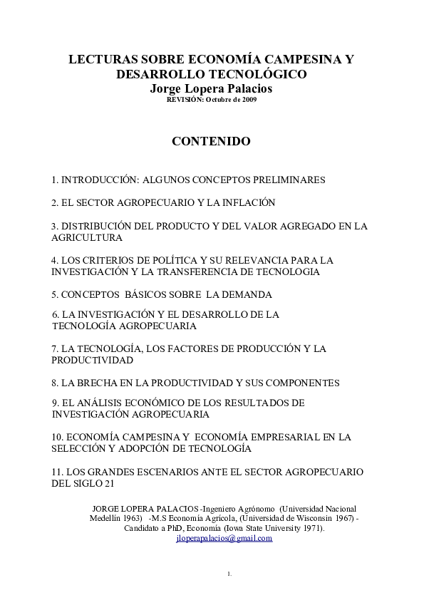 (PDF) LECTURAS SOBRE ECONOMÍA CAMPESINA Y DESARROLLO TECNOLÓGICO Jorge ...