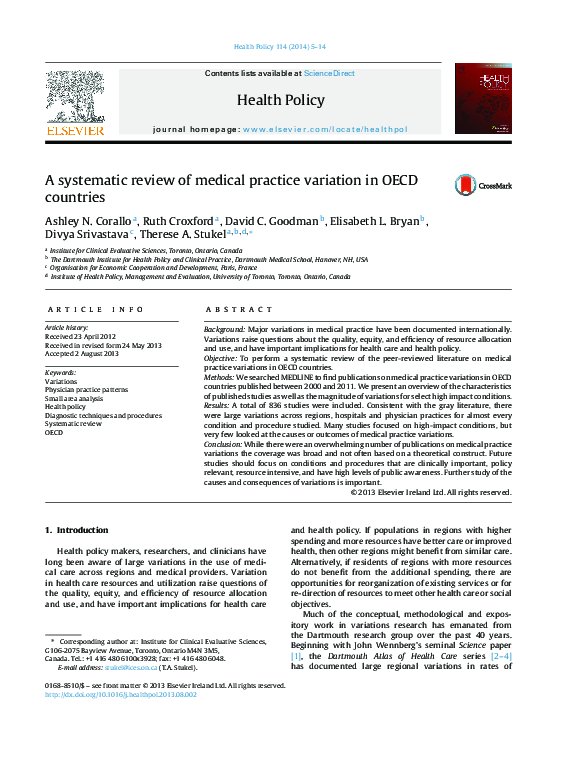 (PDF) A systematic review of medical practice variation in OECD countries