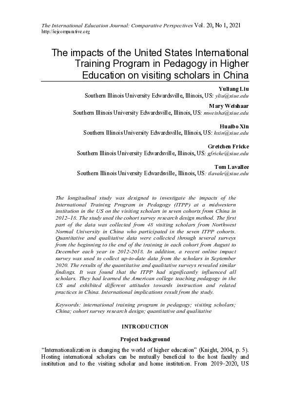 (PDF) The Impacts of International Training Program in Pedagogy in ...