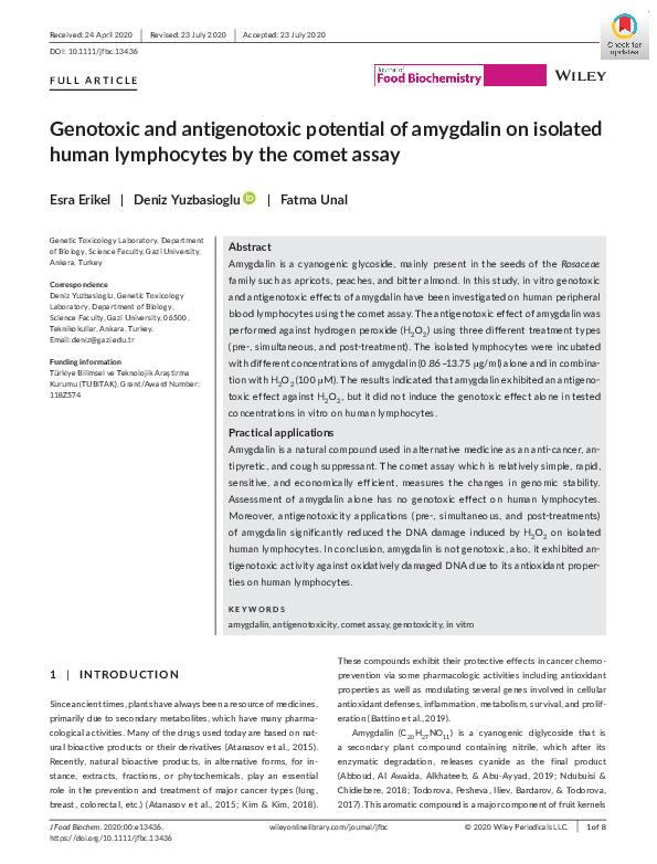 (PDF) Genotoxic and antigenotoxic potential of amygdalin on isolated ...
