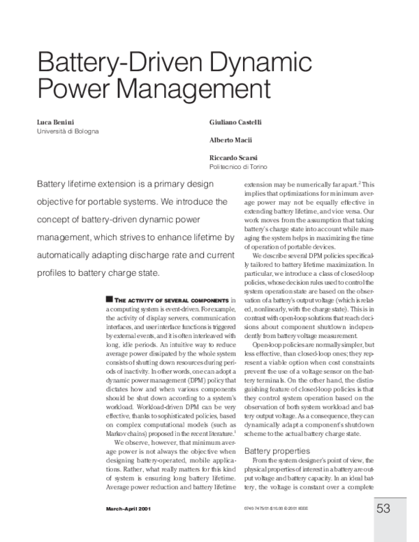 (PDF) Battery-driven dynamic power management
