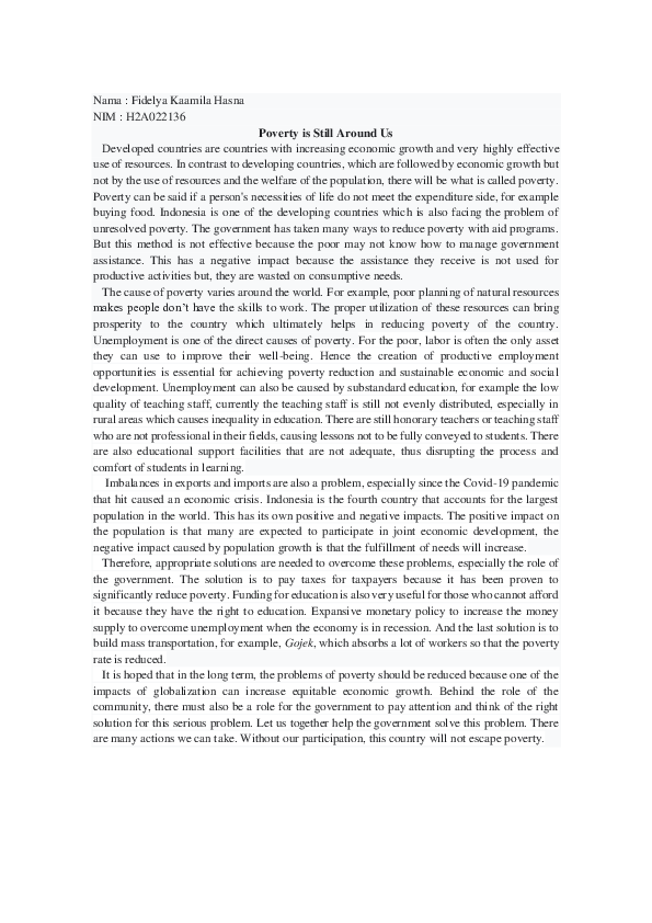 (PDF) Poverty is Still Around Us