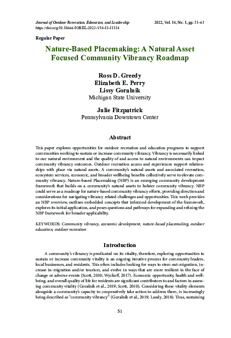 (PDF) Nature-Based Placemaking: A Natural Asset Focused Community ...