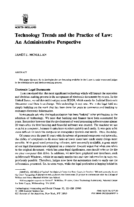 (PDF) Technology trends and the practice of law: An administrative ...