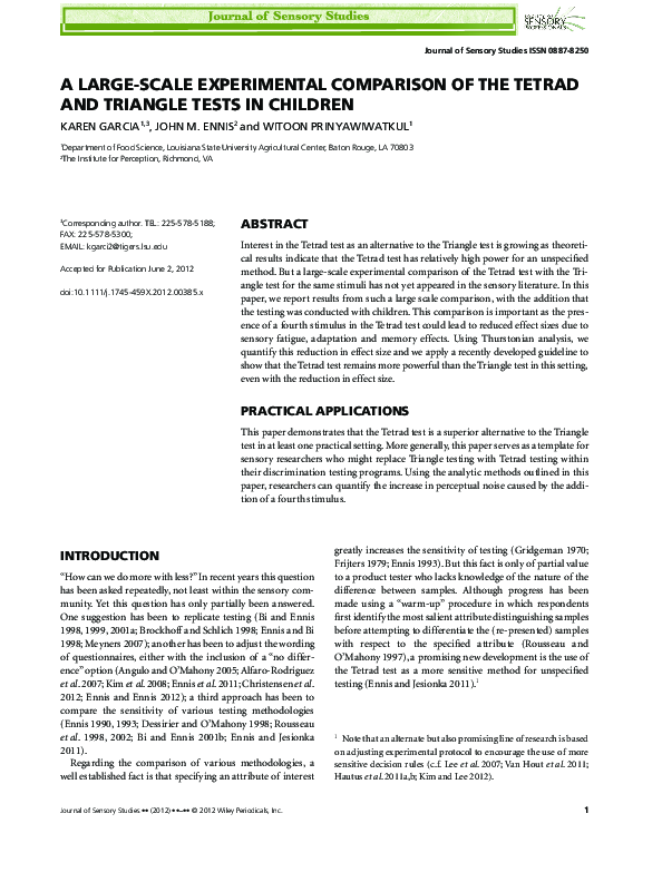 (PDF) A Large-Scale Experimental Comparison of the Tetrad and Triangle ...