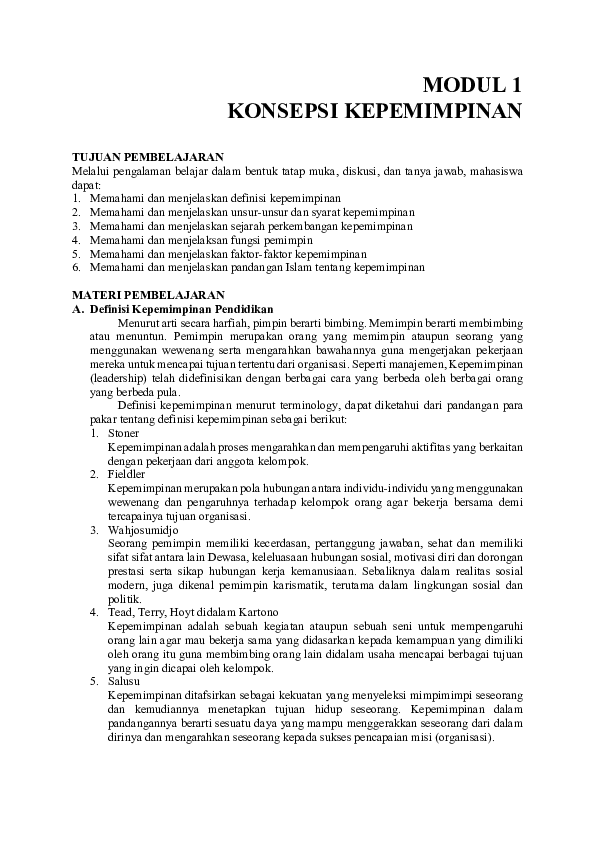 (PDF) MODUL 1 KONSEPSI KEPEMIMPINAN