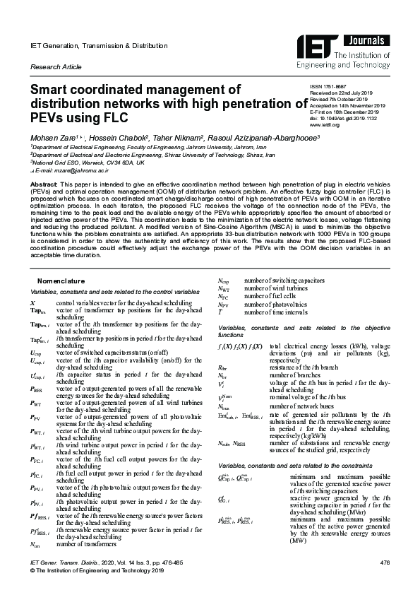 Pdf Smart Coordinated Management Of Distribution Networks With High