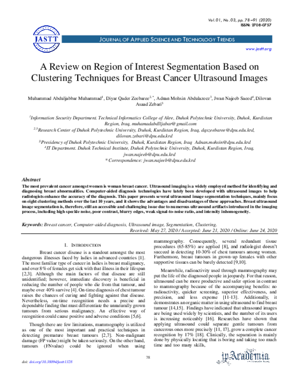 (PDF) Region of Interest Segmentation Based on Clustering Techniques ...