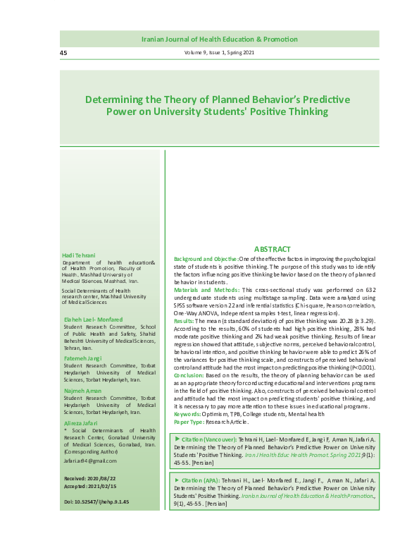 (PDF) Determining the Theory of Planned Behavior’s Predictive Power on ...