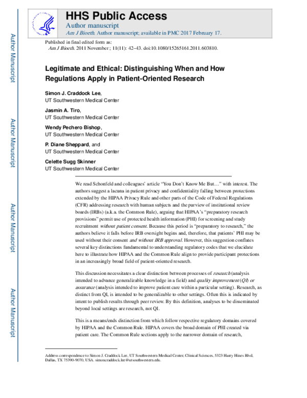 (PDF) Legitimate and Ethical: Distinguishing When and How Regulations ...