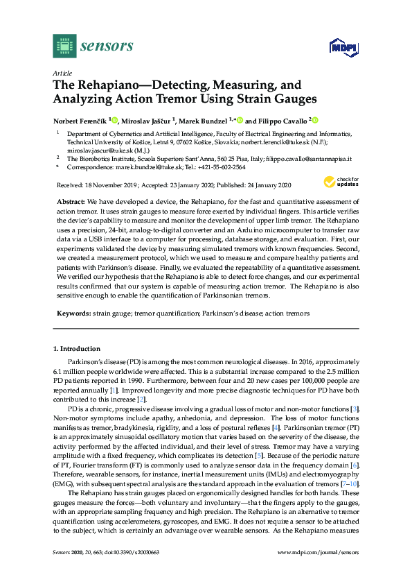 (PDF) The Rehapiano—Detecting, Measuring, and Analyzing Action Tremor Using Strain Gauges