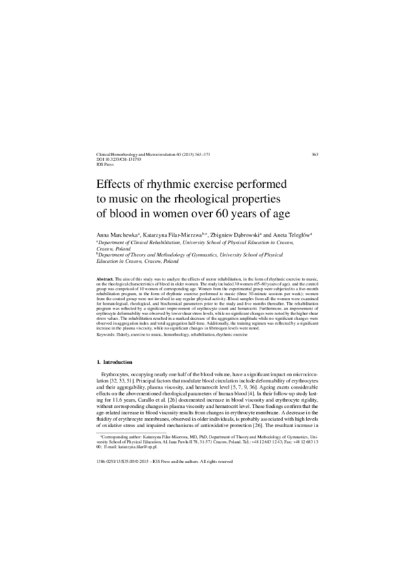 (PDF) Effects of rhythmic exercise performed to music on the ...