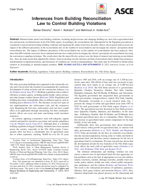(PDF) Inferences from Building Reconciliation Law to Control Building Violations