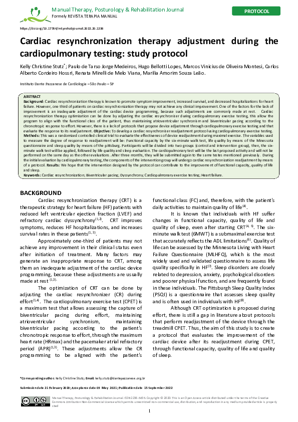 (PDF) Cardiac resynchronization therapy adjustment during the ...