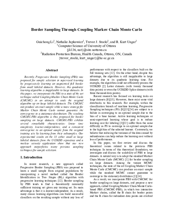 (PDF) Border Sampling through Coupling Markov Chain Monte Carlo