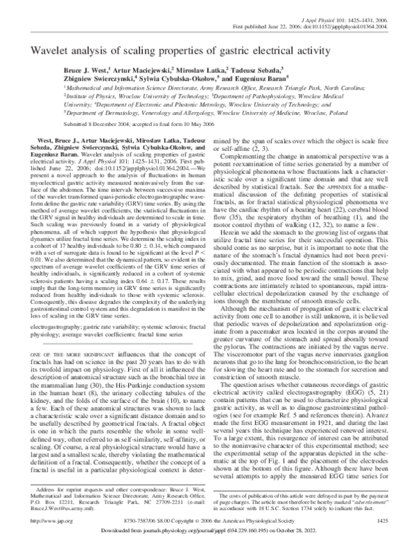 (PDF) electrical activity Wavelet analysis of scaling properties of gastric