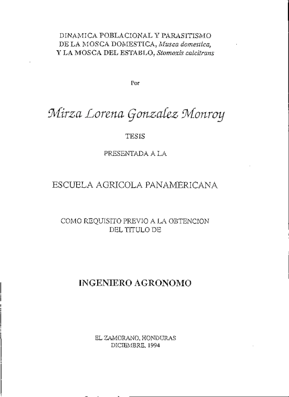 (PDF) Dinámica Poblacional y Parasitismo de la Mosca Doméstica, Musca ...