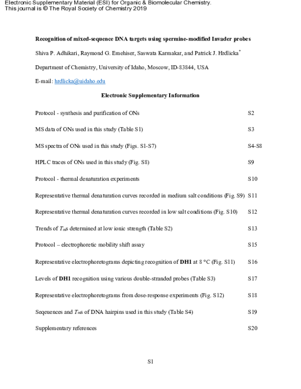(PDF) Recognition of mixed-sequence DNA targets using spermine-modified ...