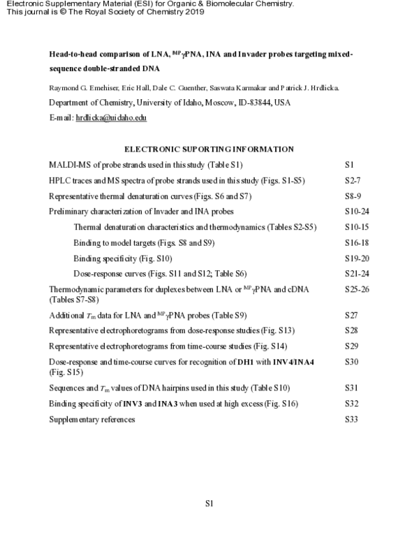(PDF) Head-to-head comparison of LNA, MPγPNA, INA and Invader probes targeting mixed-sequence ...