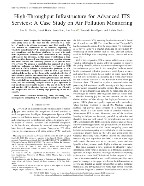 (PDF) High-Throughput Infrastructure for Advanced ITS Services: A Case ...