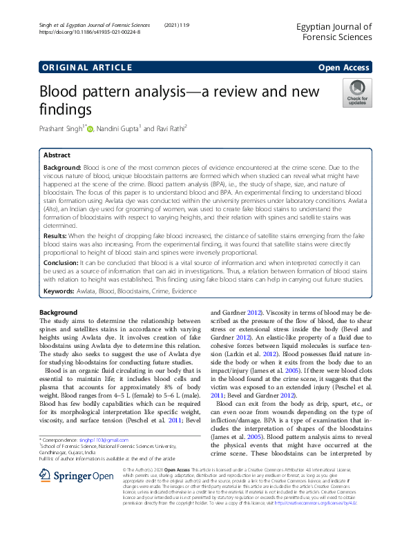 Blood Spatter Analysis Types