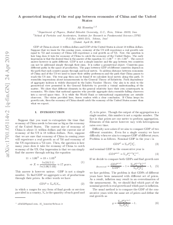 (PDF) A geometrical imaging of the real gap between economies of China ...