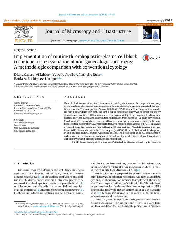 (PDF) Implementation of routine thromboplastin-plasma cell block ...
