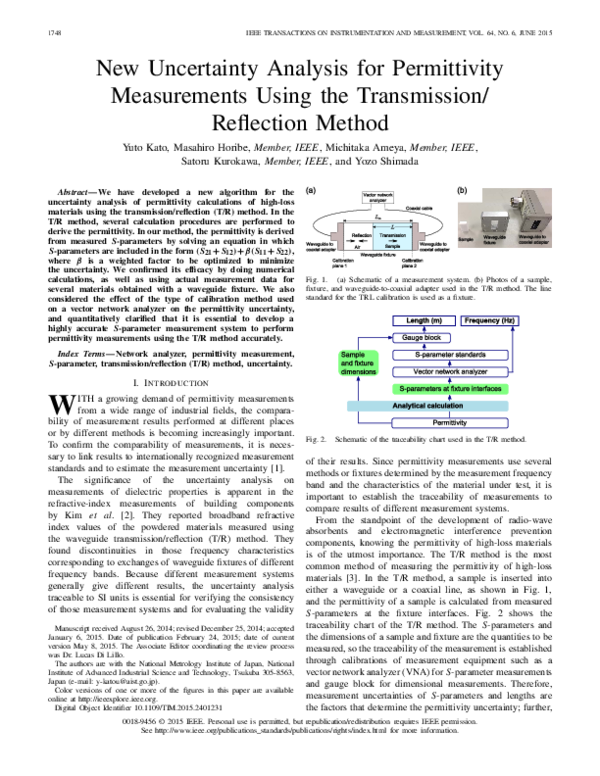 (PDF) New Uncertainty Analysis for Permittivity Measurements Using the ...