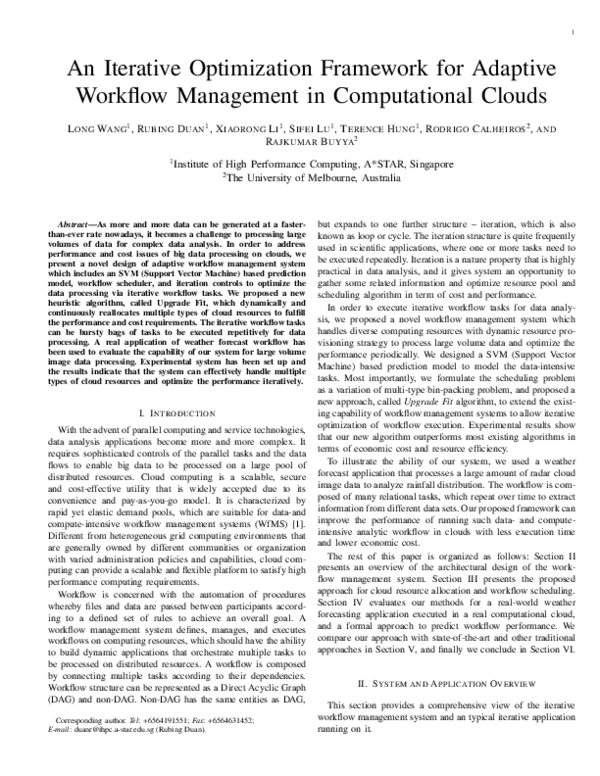 Pdf An Iterative Optimization Framework For Adaptive Workflow