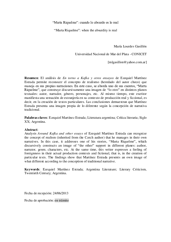 (PDF) Marta Riquelme”: when the absurdity is real